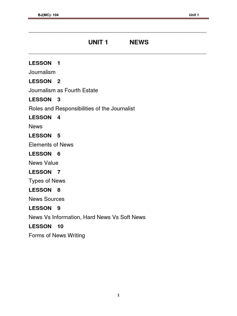 Unit 1 | Download Free PDF | News | Journalism