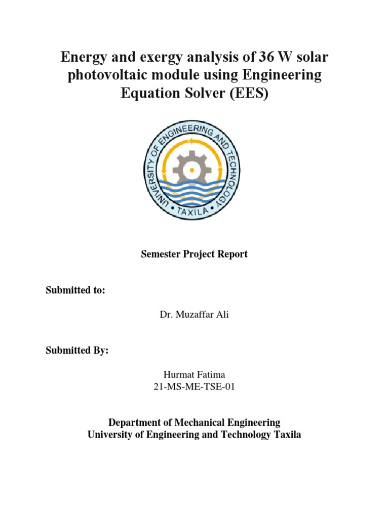 EES project report | PDF