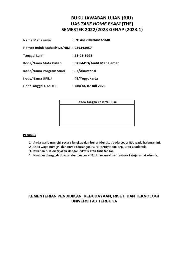 BJU Audit Manajemen EKSI4413 | PDF | Bisnis BJU Audit Manajemen EKSI4413 | PDF | Bisnis