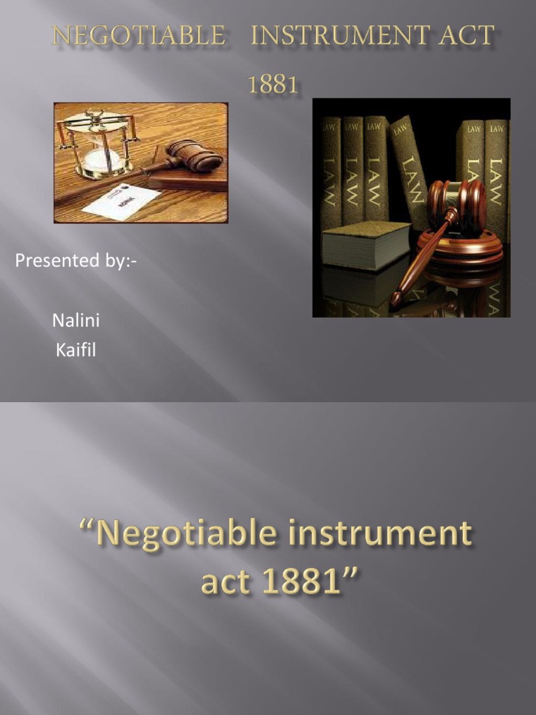 Negotiable Instruments Act 1881 | PDF | Negotiable Instrument | Cheque