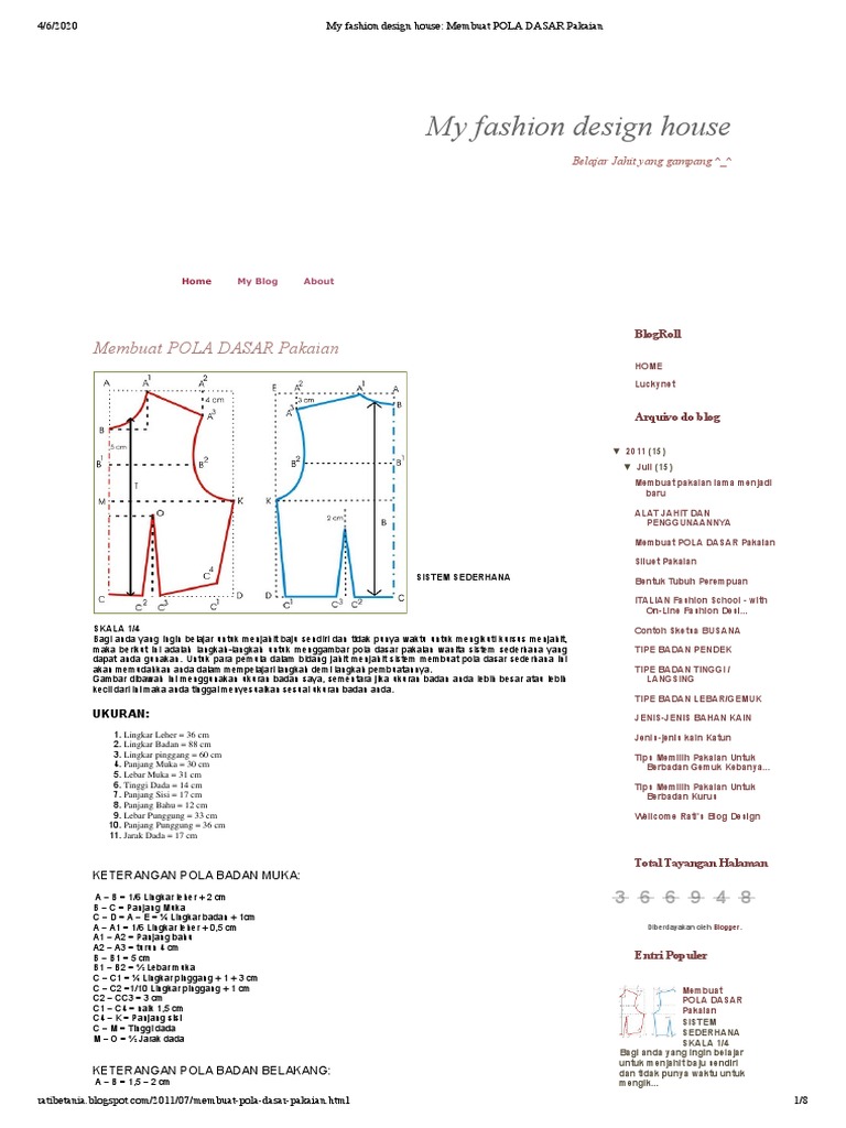Membuat POLA DASAR Pakaian | PDF