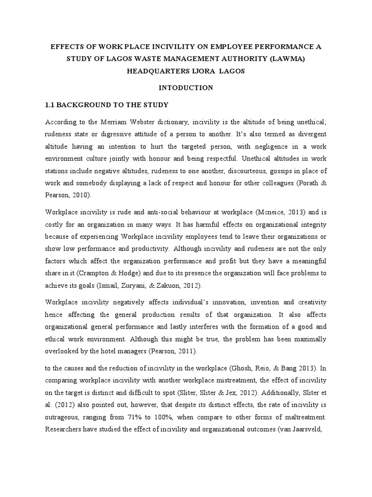 Workplace Incivility's Impact on Performance | PDF