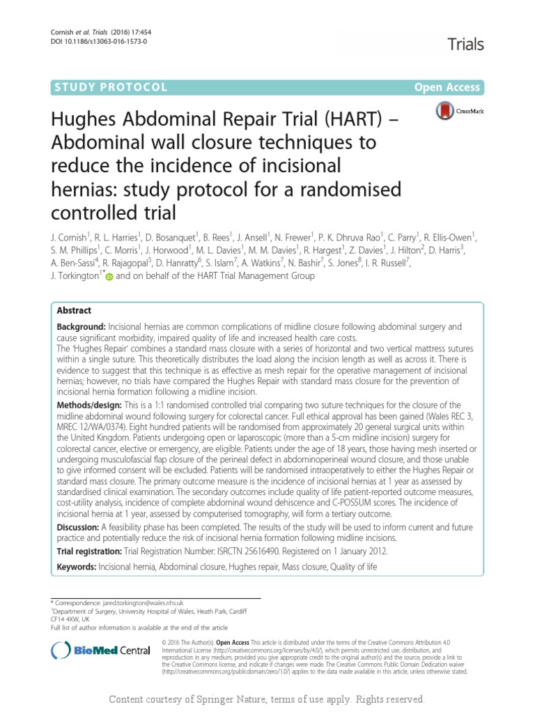 Hughes Abdominal Repair Trial HART - Abdominal Wal-1 | PDF | Surgery ...