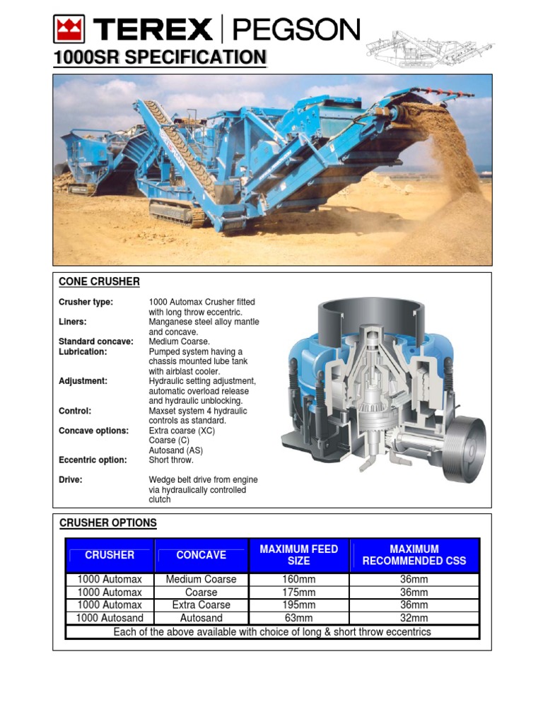 1000SR Cone Crusher Specifications | PDF | Technology & Engineering