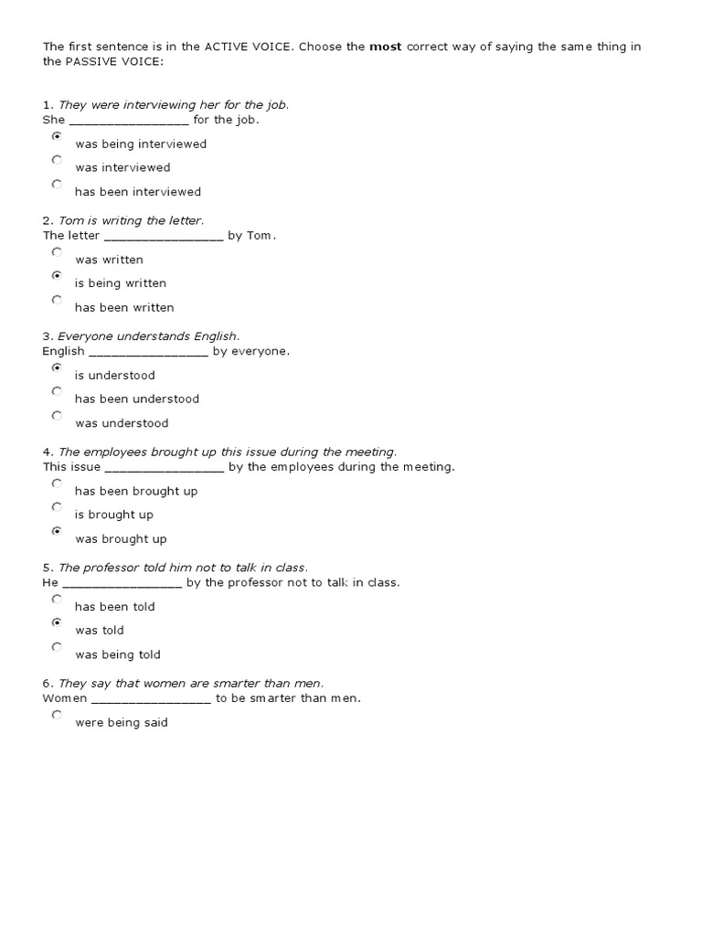 Active Voice Questions For Periodic Test | PDF | Language Arts & Discipline