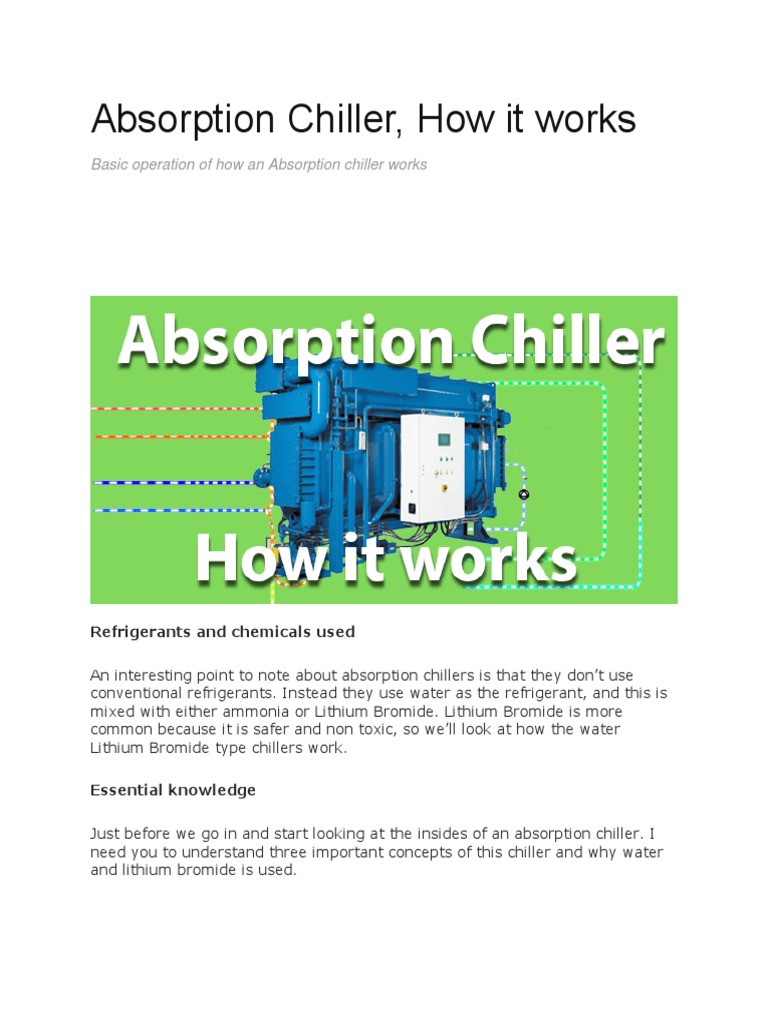 Absorption Chiller Working Principal | PDF