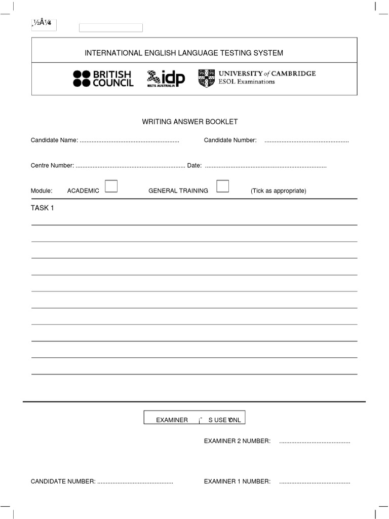 IELTS Writing Answer Booklet | PDF