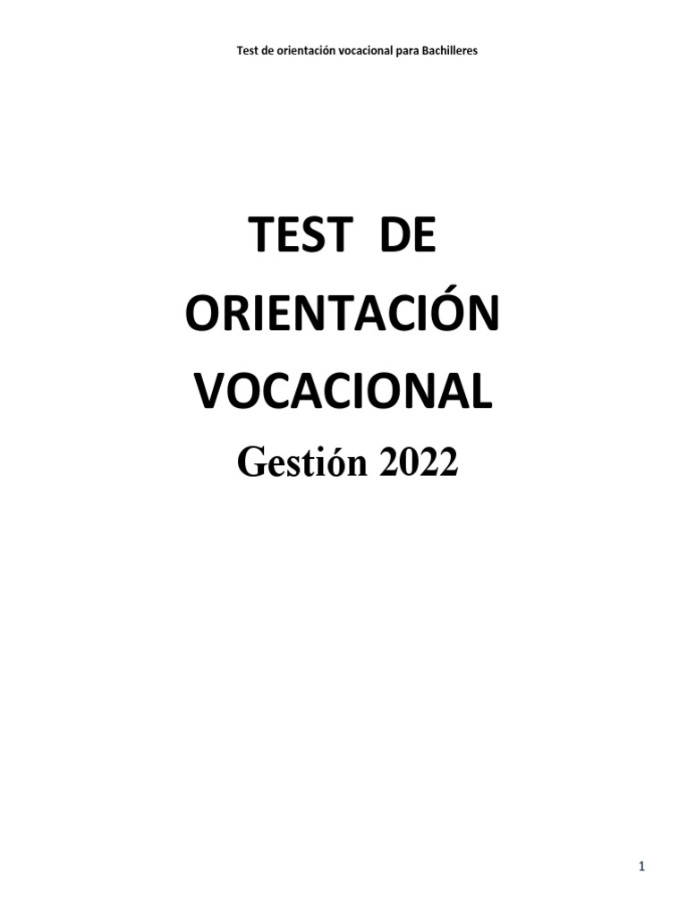 Test Orientación Vocacional Simple 1 | PDF