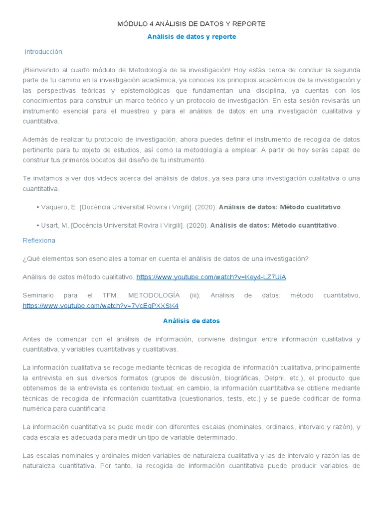 Análisis y Reporte de Datos en Investigación | PDF | Estadísticas ...
