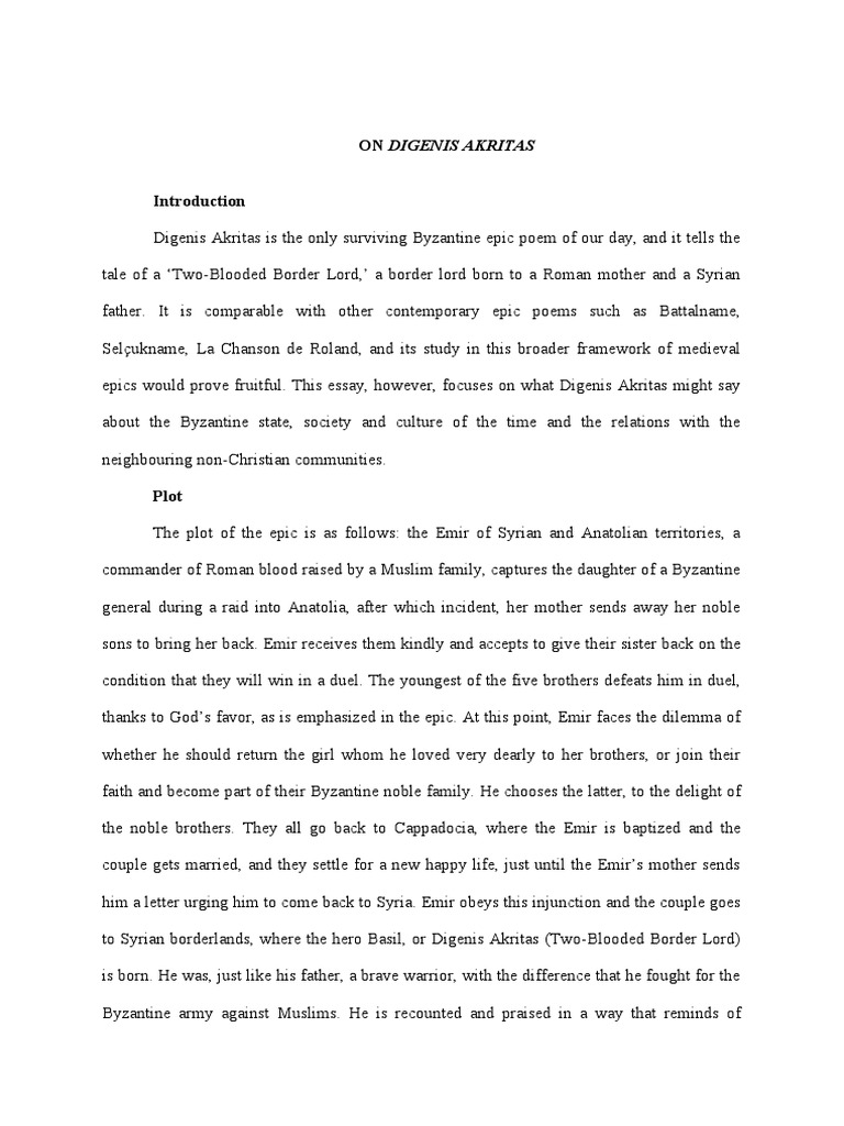 Insights into Digenis Akritas Epic | PDF | History