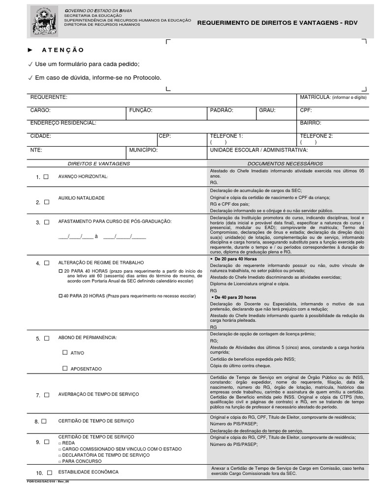 RDV Estado Bahia | PDF