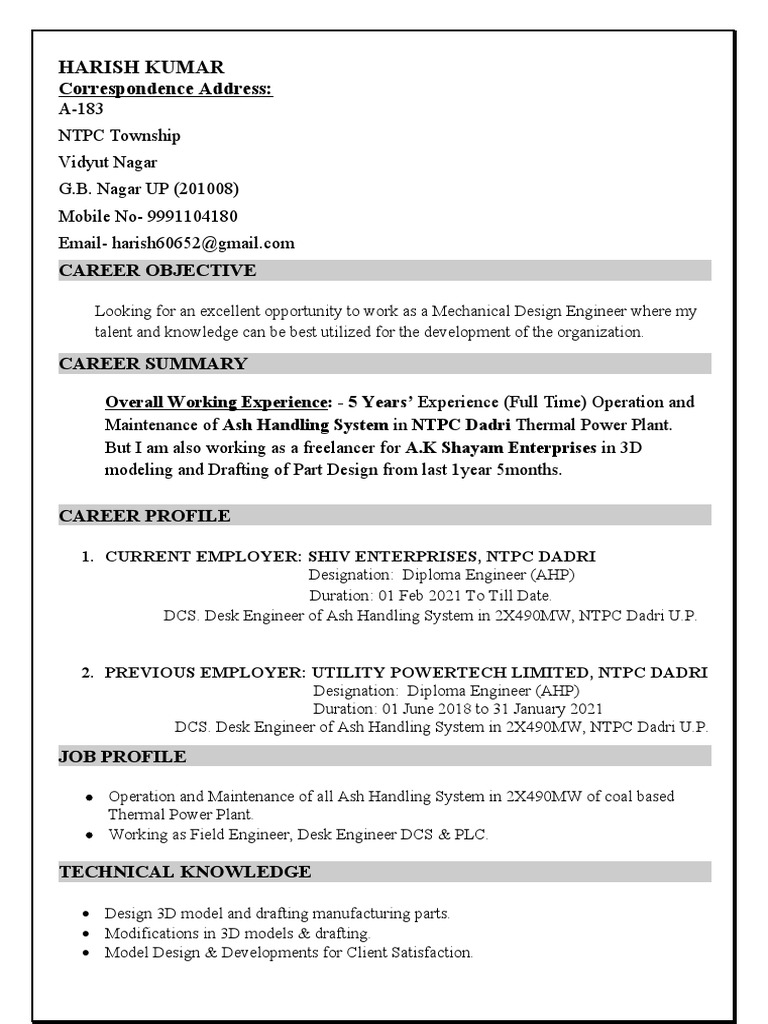 Harish Kumar CV | PDF