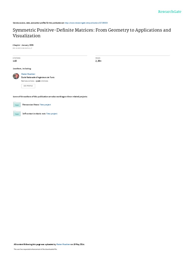 Symmetric Positive-Definite Matrices From Geometry | PDF