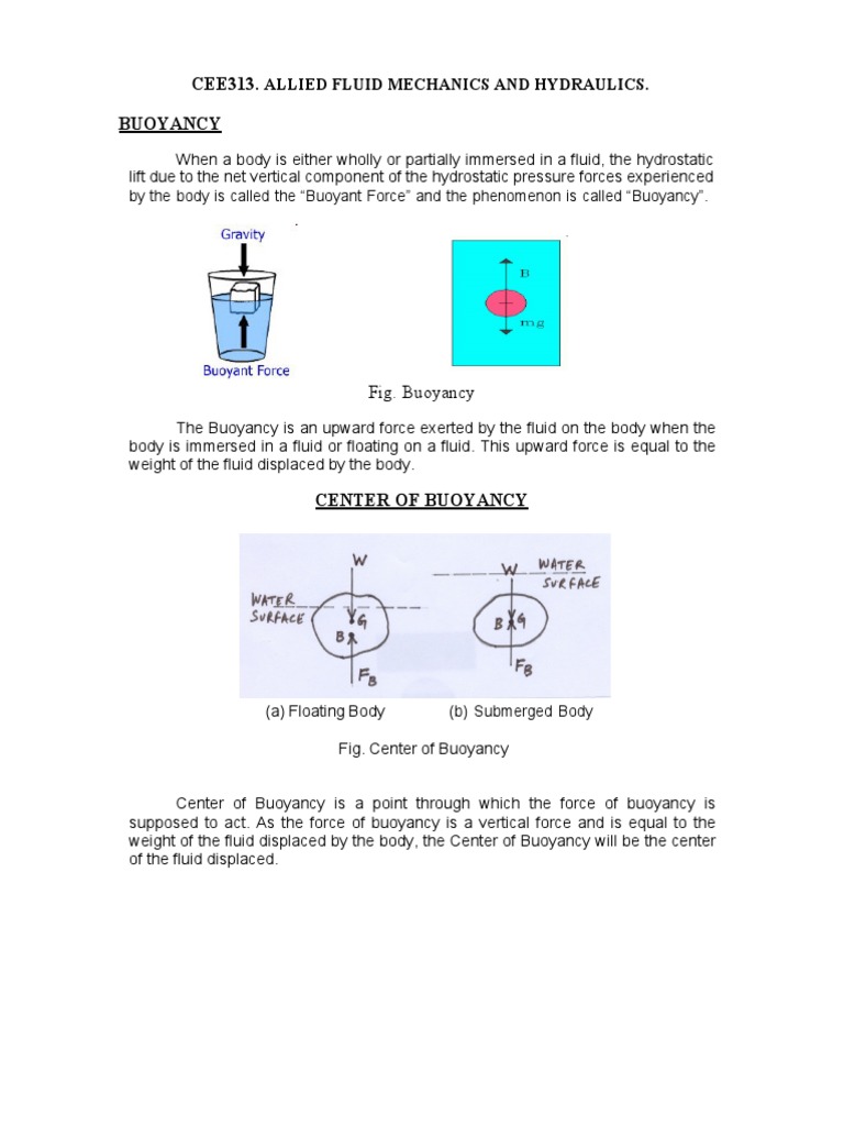 Buoyance and Flotation | PDF | Buoyancy | Mass