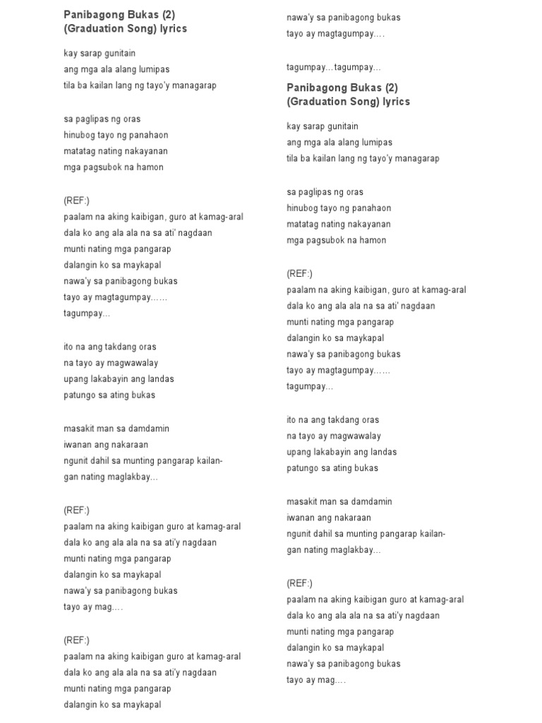 Panibagong Bukas Lyrics | PDF