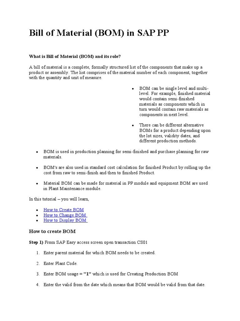 Sap Bom | PDF | Business Process | Computing