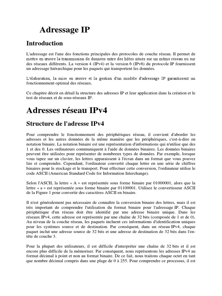 Comprendre l'Adressage IP | PDF | Adresse IP | Multidiffusion