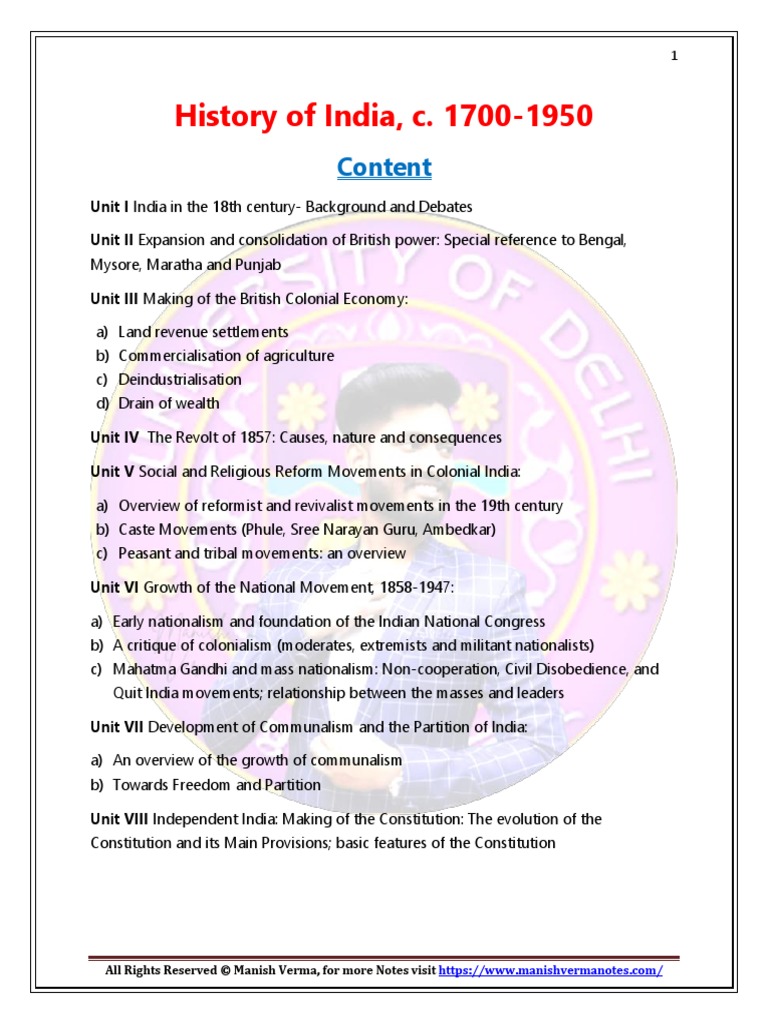 History of India, C. 1700-1950 | PDF