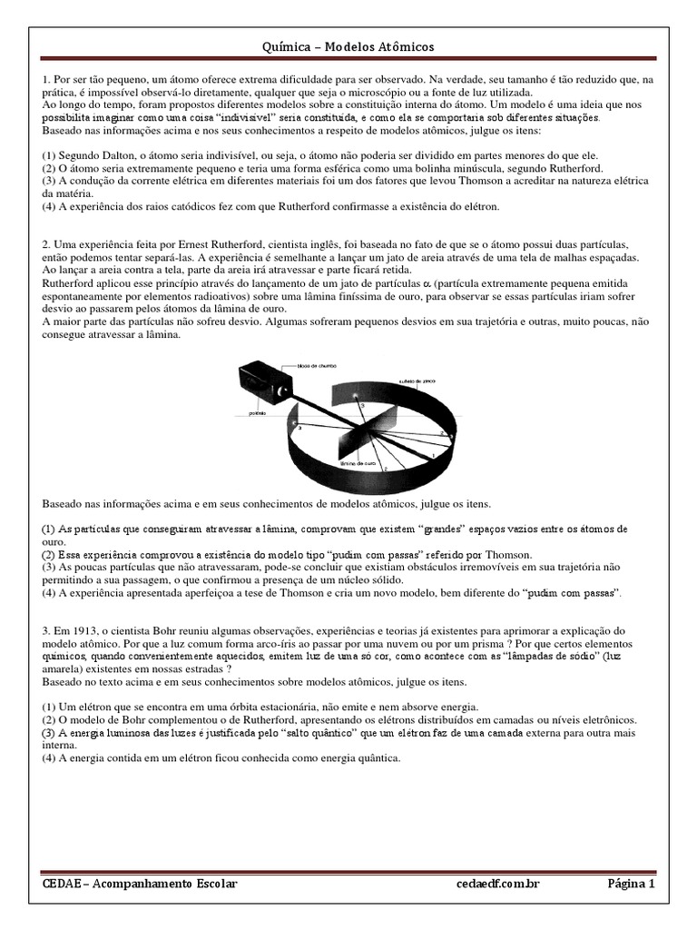 Atomística Modelos Atômicos Pdf Elétron Niels Bohr