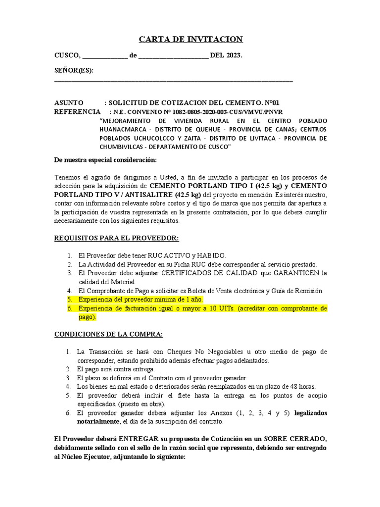 Carta de Invitacion | PDF