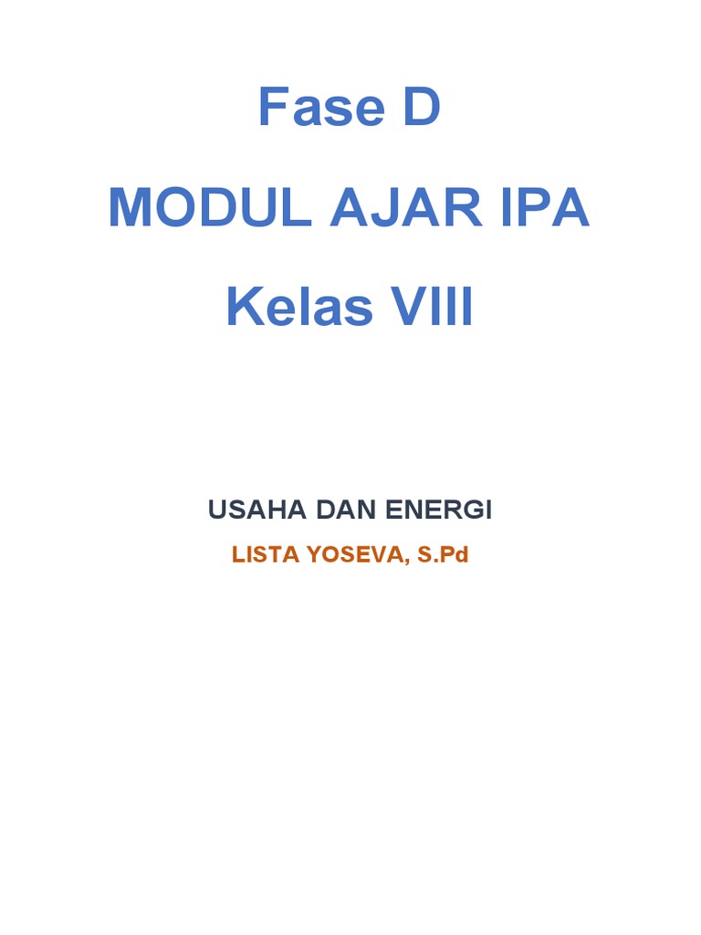 Modul Ajar (Ipa) 8 Usaha Dan Energi Sef. Ok | PDF | Karier ...
