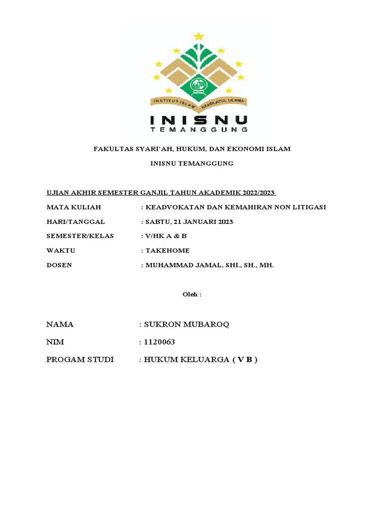 Tugas P.jamal Surat Gugat Cerai | PDF | Hukum