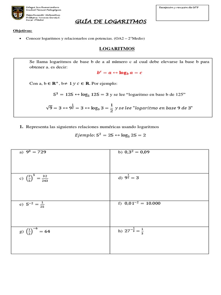 Logaritmos: Ejemplos y Formulario | PDF | Matemáticas | Aritmética
