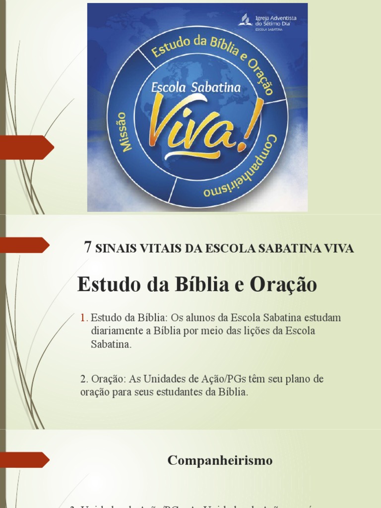 Sinais Vitais da Escola Sabatina Viva | PDF