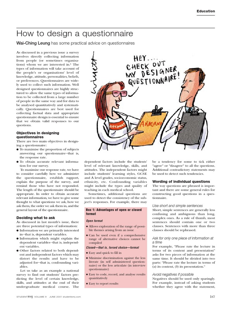 How_to_design_a_questionnaire | PDF | Survey Methodology | Questionnaire