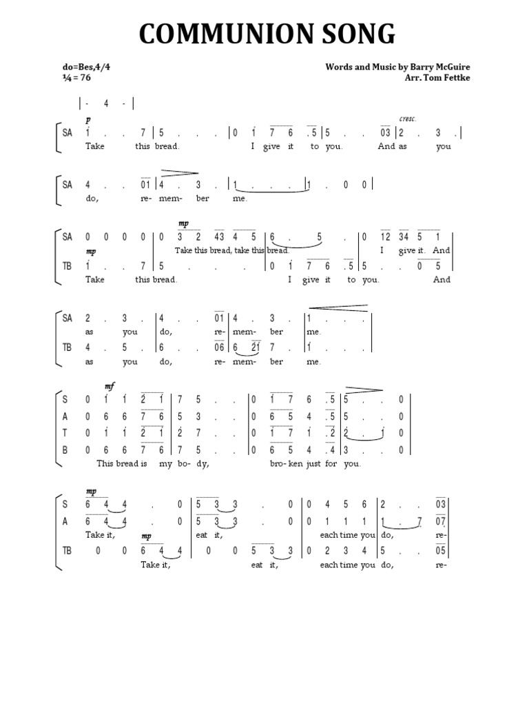 Barry McGuire's Communion Song Lyrics | PDF