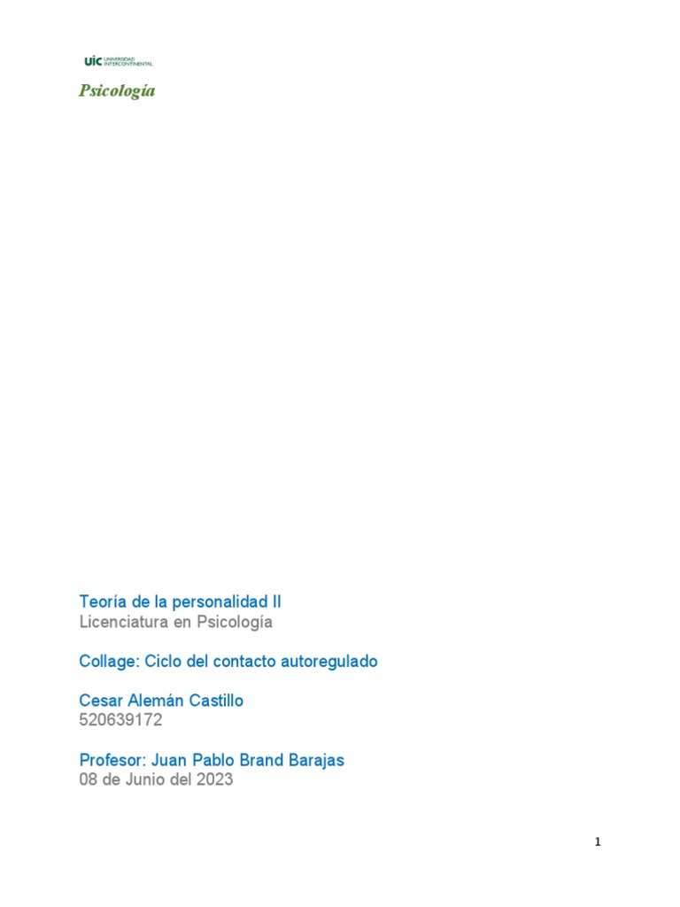 Ciclo de Contacto Autoregulado en Psicología | PDF | Sicología | Percepción