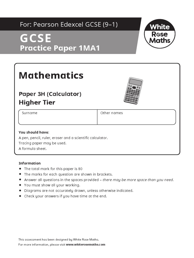 Year 11 GCSE Practice Paper 3H 2022 | PDF | Area | Triangle