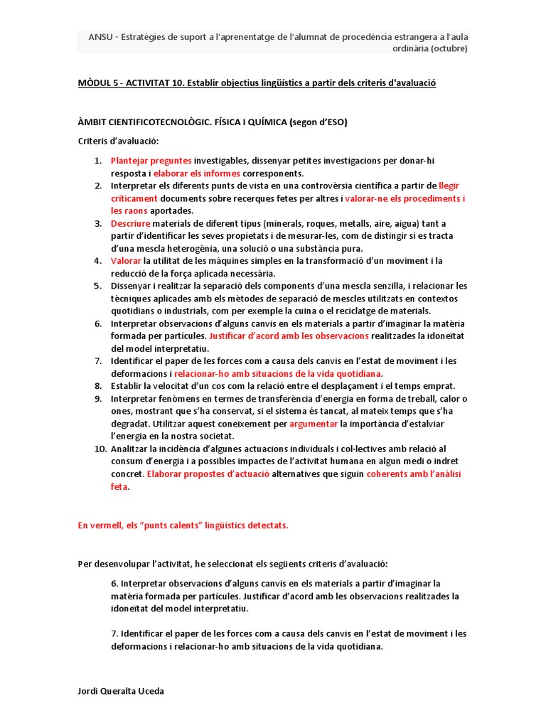 ANSU - Mòdul 5 - Activitat 10 | PDF