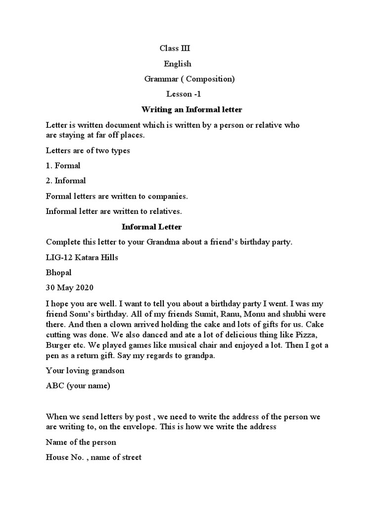 Informal Letter-01 | PDF