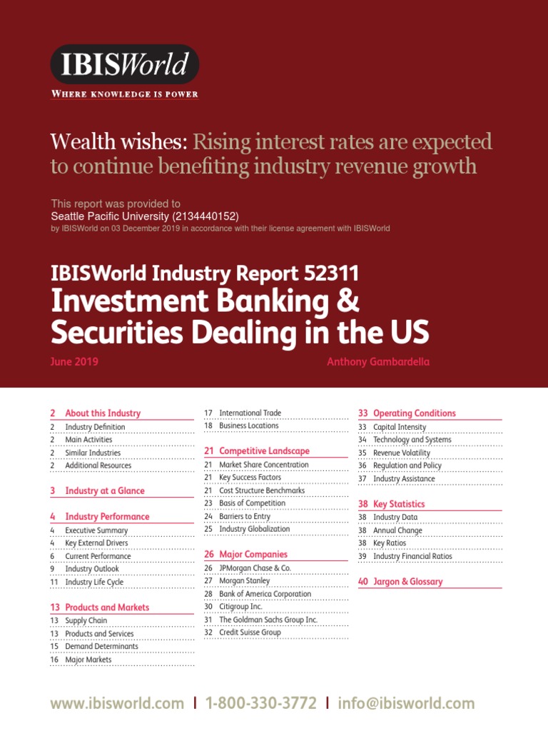 US Investment Banking Industry Report 2019 | PDF | Investment Banking ...