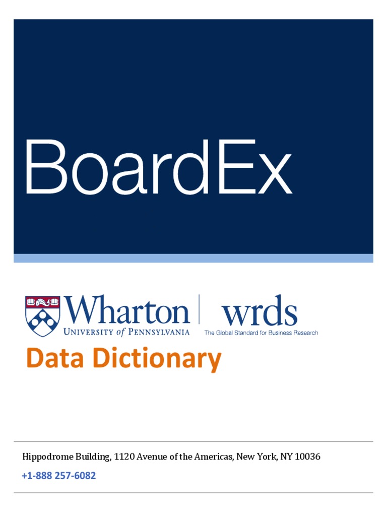 BoardEx WRDS Data Dictionary 102020 | PDF | Option (Finance ...