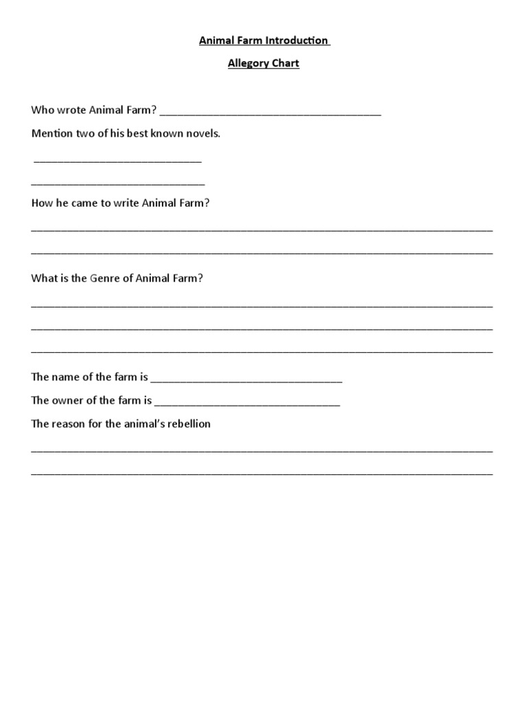Animal Farm Introduction and Allegory Chart | PDF | Russian Revolution ...
