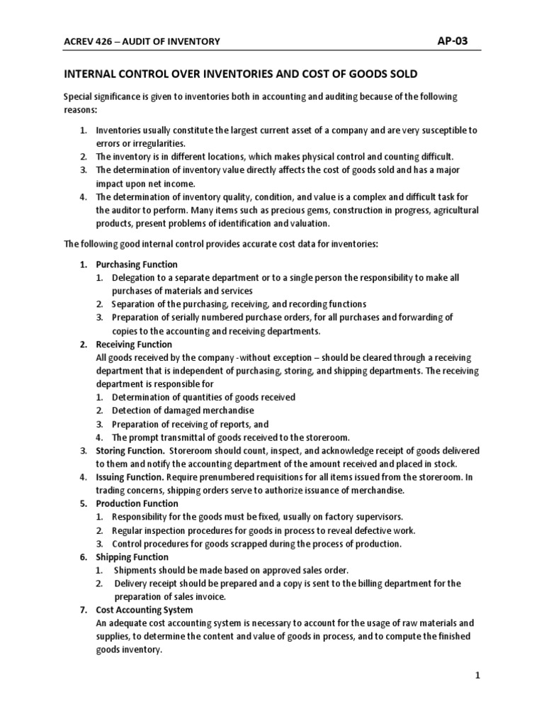 ACREV 426 - AP 03 Inventory | PDF