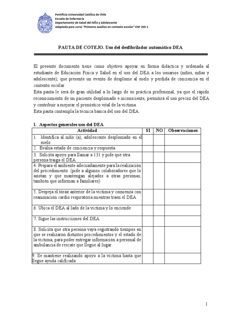 Pauta de cotejo de uso de DEA word (1) | PDF