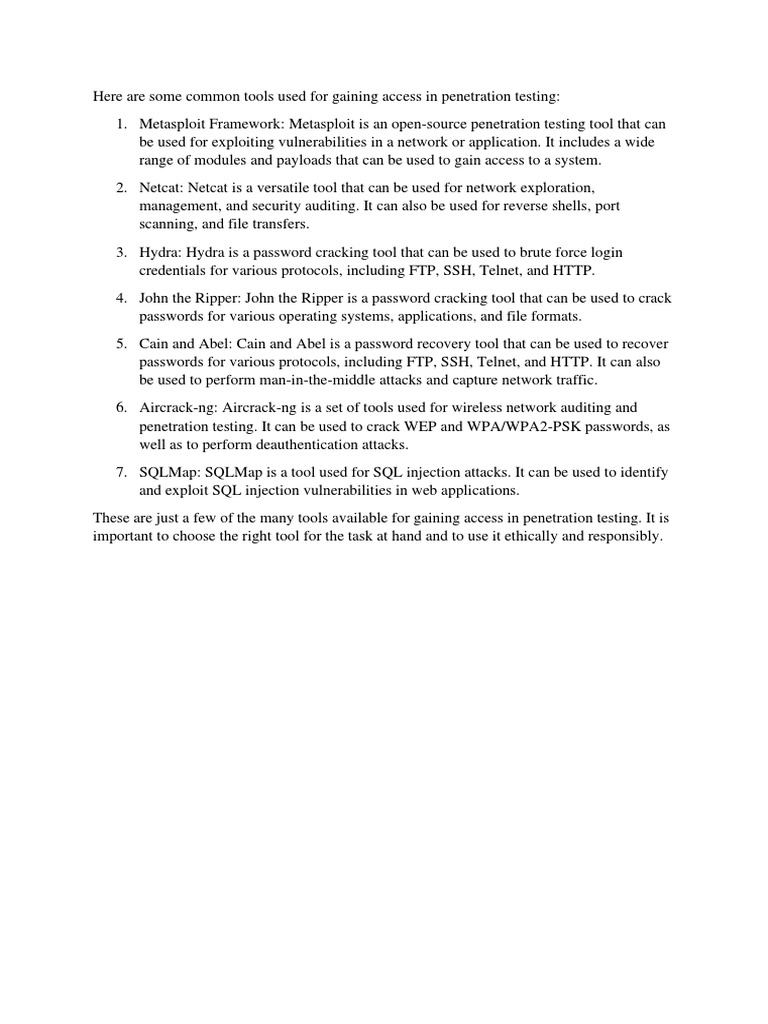 Gaining Access Tools | PDF