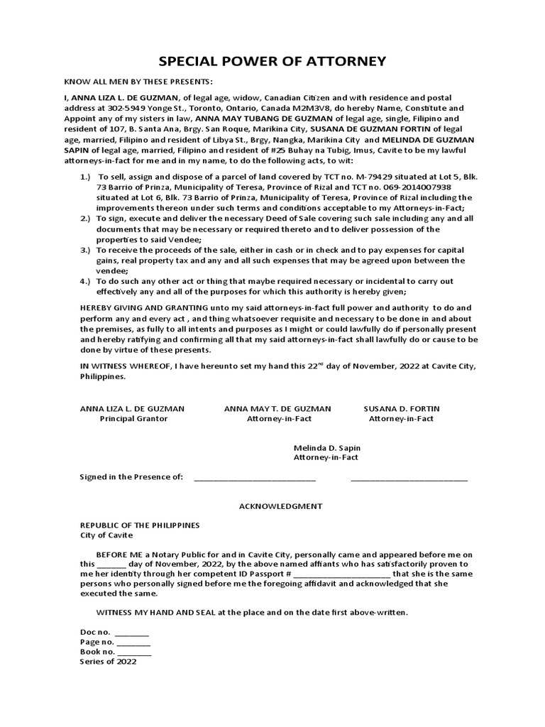 SPECIAL POWER OF ATTORNEY | PDF | Power Of Attorney | Common Law