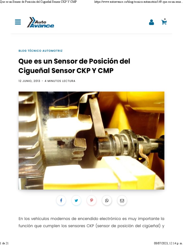 Sensor CKP y CMP en vehículos modernos | PDF | Inyección de combustible | Distribuidor