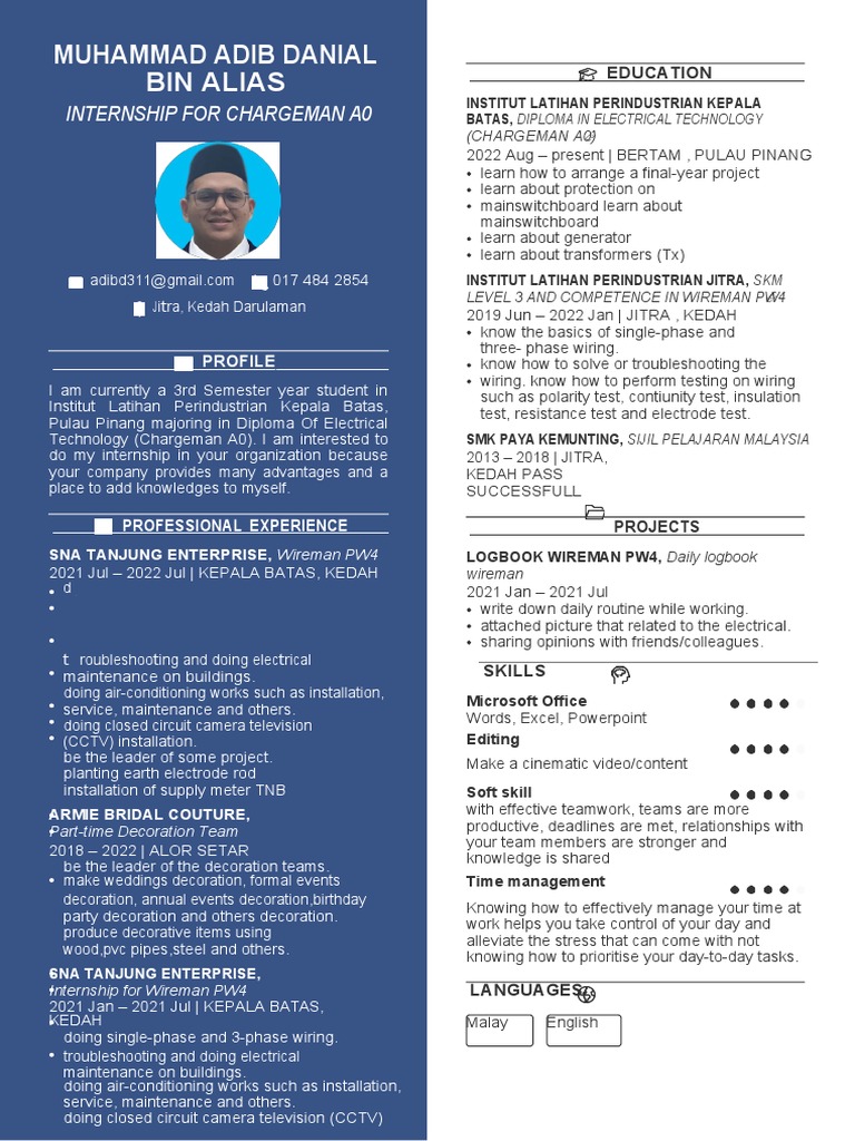 Resume Internship | PDF | Electrical Components | Physical Quantities