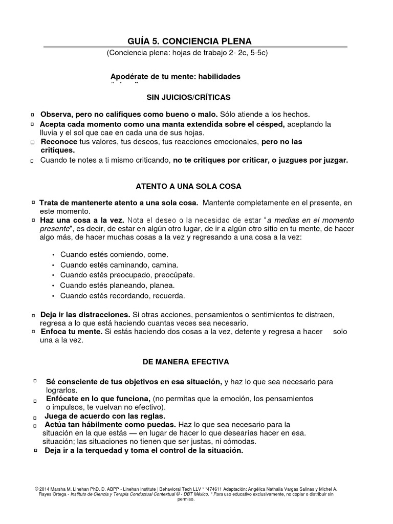 Manual. Conciencia Plena. Parte 2 | PDF | Las emociones | Mente