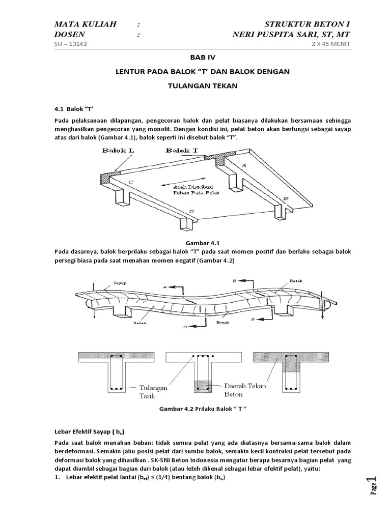 Balok T Dan Balok Dengan Tulangan Tekan | PDF