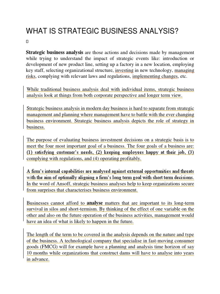 Strategic Business Analysis | PDF | Strategic Management | Business ...