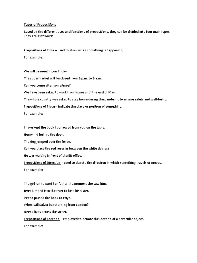 Prepositions Notes p1 | PDF