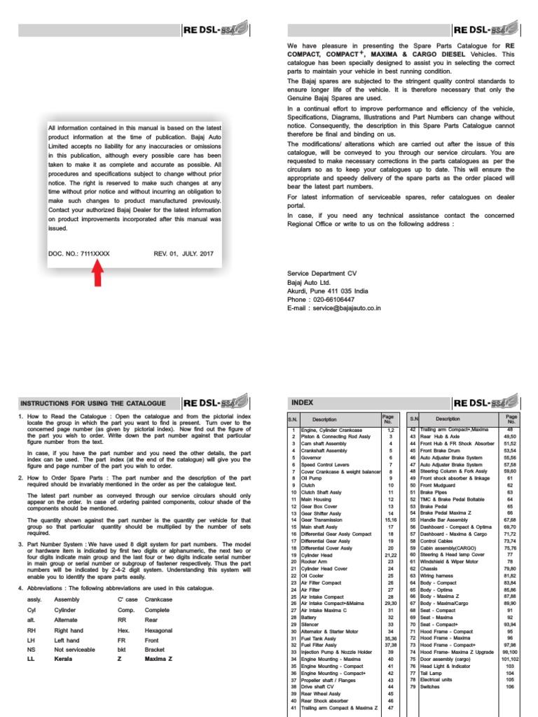 Spare Parts Catalogue Overview | PDF | Piston | Axle