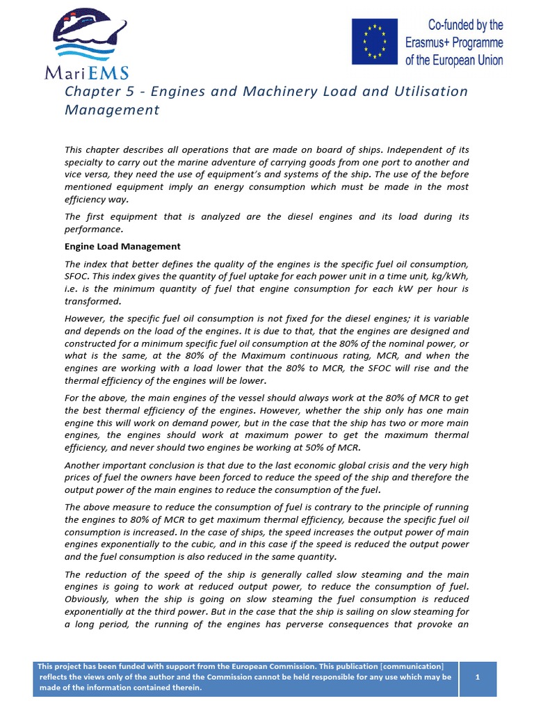 Chapter 5 - Engines and Machinery Load and Utilisation Management | PDF