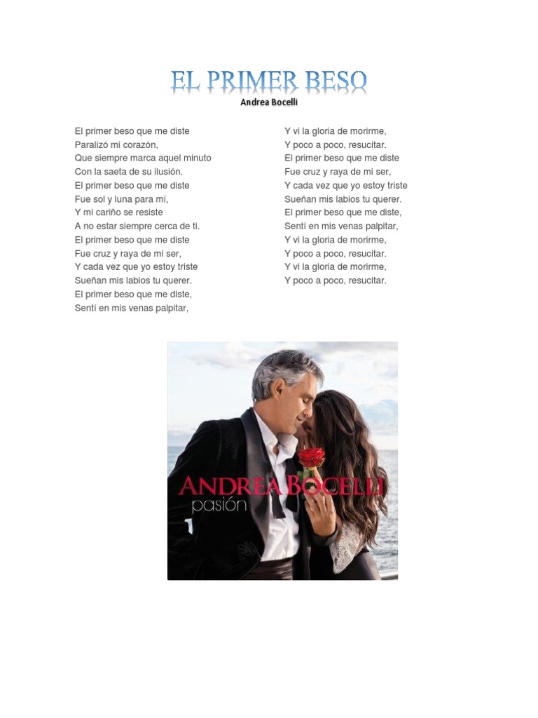 Letra El Primer Beso Andrea Bocelli | PDF | Arte | Poesía